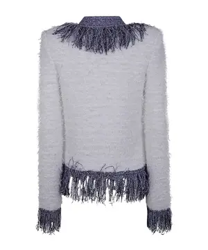 Balmain Long Sleeve Fringed V-neck Jacket