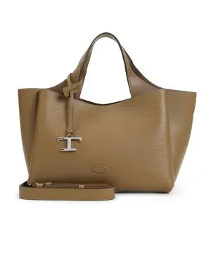 TOD'S Logo Detailed Tote Bag - Brown