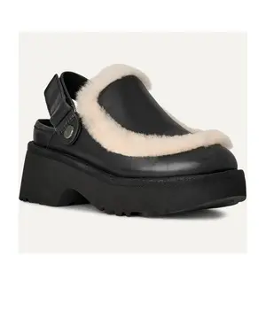 UGG 51mm Esmee Fur Trim Mules - Black