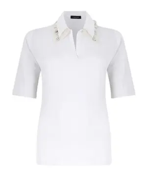 Fabiana Filippi Collared Short-sleeved Knitwear With Embellished Collar