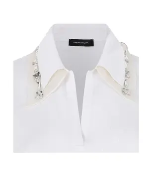 Fabiana Filippi Collared Short-sleeved Knitwear With Embellished Collar