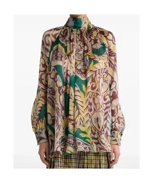 Etro Floral Silk Blouse With Scarf Detail