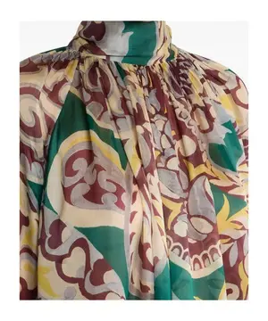 Etro Floral Silk Blouse With Scarf Detail