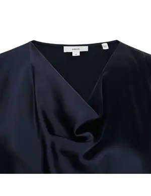 Vince Draped Neckline Sleeveless Blouse - Black