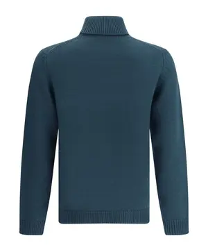 ROBERTO COLLINA Ribbed Turtleneck Knitwear - Blue