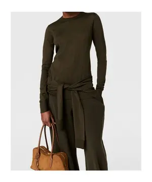 Stella McCartney Tie-front Crewneck Jumper - Olive