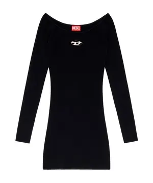DIESEL® M-vera Off-the-shoulder Ribbed-knit Dress - Black