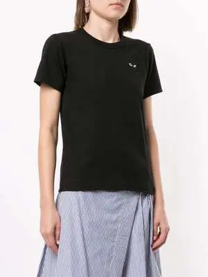 Play Comme Des Garcon Heart Embroidered Cotton T-shirt - Black