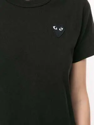 Play Comme Des Garcon Heart Embroidered Cotton T-shirt - Black