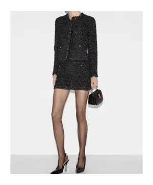 Gucci Tweed Mini Skirt With Double G Buckle Detail