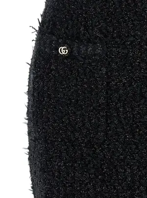 Gucci Tweed Mini Skirt With Double G Buckle Detail