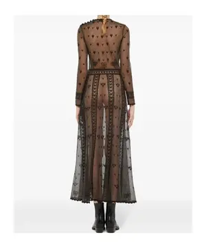 Alanui Embroidered Sheer Long Sleeve Dress