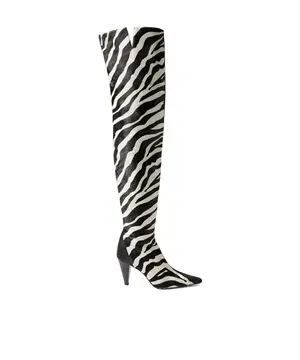 Khaite Zebra-print Calfskin And Suede Over-the-knee Boots