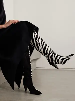 Khaite Zebra-print Calfskin And Suede Over-the-knee Boots