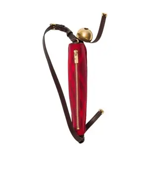 Burberry Mini Shield Check-pattern Bell-charm Shoulder Bag - Raspberry Red