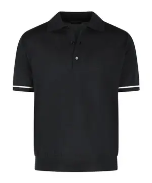 TOM FORD Short-sleeved Knitted Polo Shirt - Black