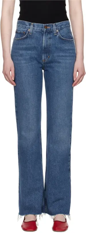 AGOLDE Leena Frayed Hem Jeans - Deep Indigo
