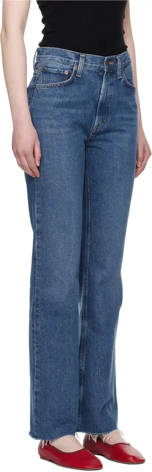 AGOLDE Leena Frayed Hem Jeans - Deep Indigo