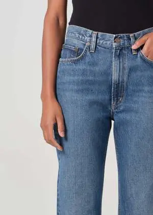 AGOLDE Leena Frayed Hem Jeans - Deep Indigo