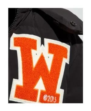Off-White Zip-up Hooded Puffer Coat With Logo Patches