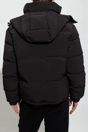 Off-White Zip-up Hooded Puffer Coat With Logo Patches