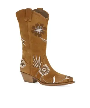 P.a.r.o.s.h Suede Floral Embroidered Texan Boots