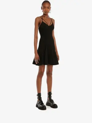 Alexander McQueen Strappy Fluted Mini Dress