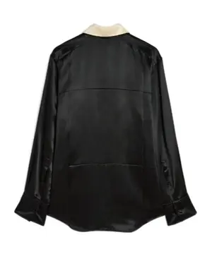 JIL SANDER Contrast Collar Long Sleeve Satin Shirt