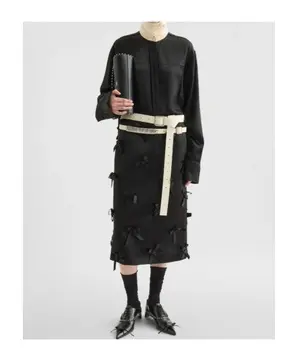 JIL SANDER Contrast Collar Long Sleeve Satin Shirt