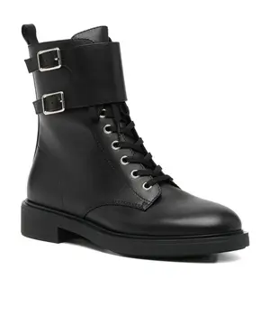 GIANVITO ROSSI Ripley Buckle Leather Ankle Boots - Black