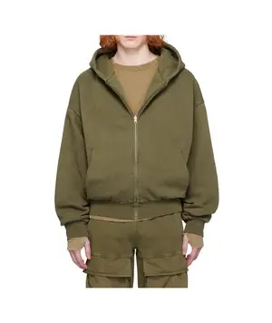 ENTIRE STUDIOS Zip-up Thermal Hoodie - Khaki