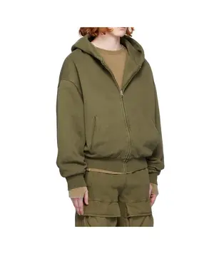 ENTIRE STUDIOS Zip-up Thermal Hoodie - Khaki