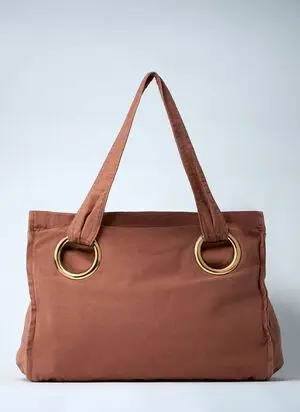 Chloé Large Tote Bag With Gold Tone Hoop Handles