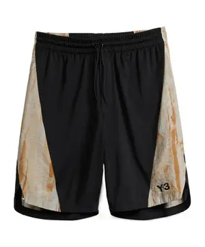 Y3 Beige Tie-dye Graphic Shorts