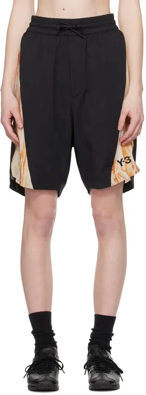 Y3 Beige Tie-dye Graphic Shorts