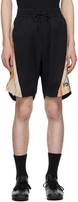Y3 Beige Tie-dye Graphic Shorts