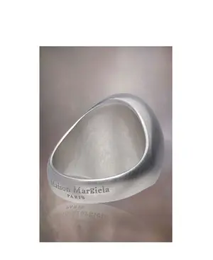 MAISON MARGIELA Logo-engraved Brushed Finish Signet Ring - Gray