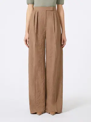 Max Mara Woolen Cloth Wide Leg Trousers - Hazelnut Brown
