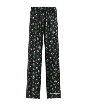 Dolce & Gabbana Floral Wide-leg Trousers - Black
