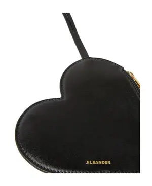 JIL SANDER Heart Shaped Clutch Bag With Neck Strap - Black
