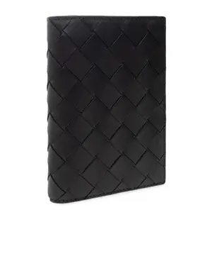 Bottega Veneta Intrecciato Weave Passport Holder - Black