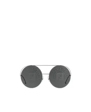 Fendi Round Frame Sunglasses With Logo Detail - Black