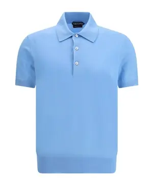 TOM FORD Short Sleeve Polo Shirt - Light Blue