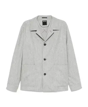 Zegna Button-detailed Straight Hem Jacket - Gray