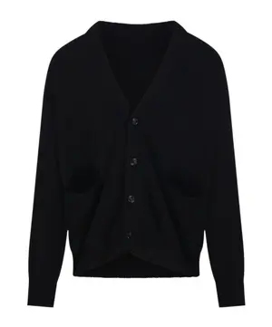 A PAPER KID Buttoned Patch-pocket Cardigan - Black