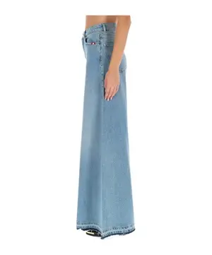 AMISH SUPPLIES Wide-leg Jeans With Frayed Hem - Light Blue