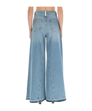 AMISH SUPPLIES Wide-leg Jeans With Frayed Hem - Light Blue