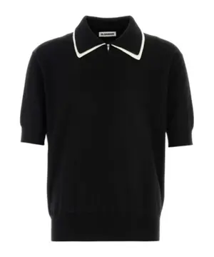 JIL SANDER Contrast Collar Zip Polo Shirt