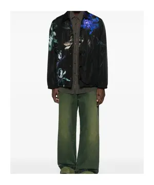 Dries Van Noten Floral Print Drawstring Jacket - Black