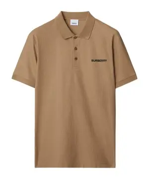 Burberry Polo Shirt With Lapel Short Sleeve Brown